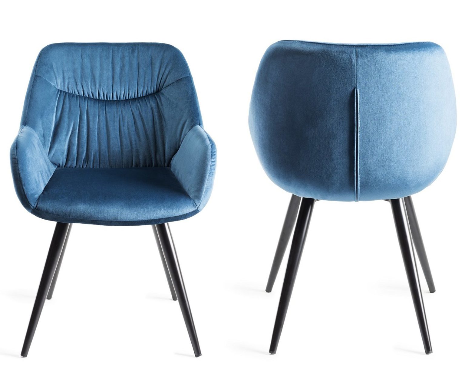Pair of Mali Petrol Blue Brushed Velvet Ruffle Back Carver Dining ...